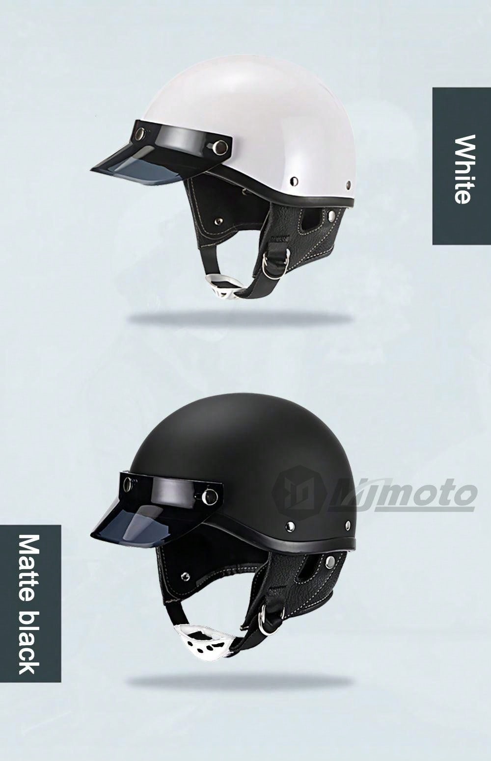 Retro Half Face Motorcycle Helmet Vintage Motorbike Helmets Men Women ...