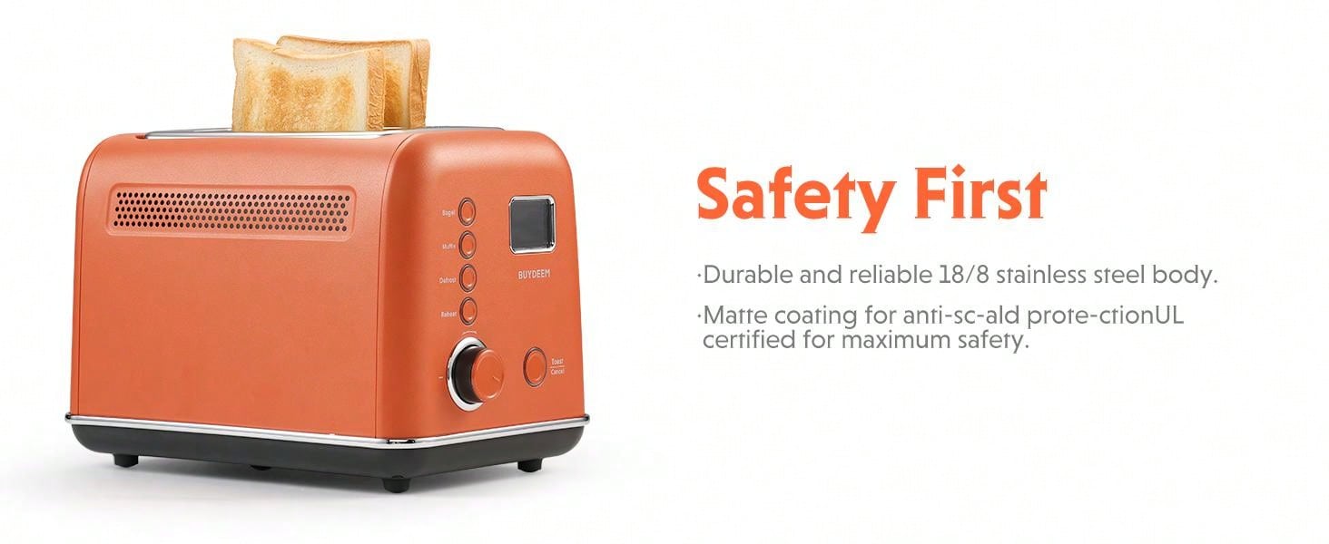 Buydeem Dt730 Motorized Toaster 2 Slice Smart Digital Leverless Toaster With Lcd Countdown