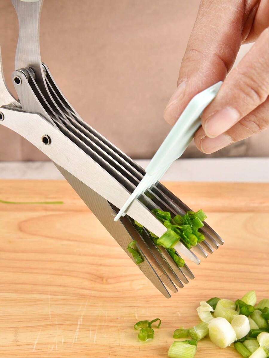 1pc Five-layers Herb Scissors With 5 Blades & Cover, Stainless Steel ...