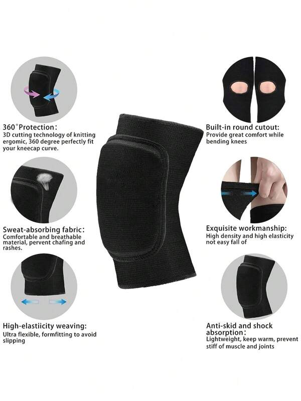 1pair Thick Sponge Basketball Knee Pads - Dancing Knitted Knee Pads For ...