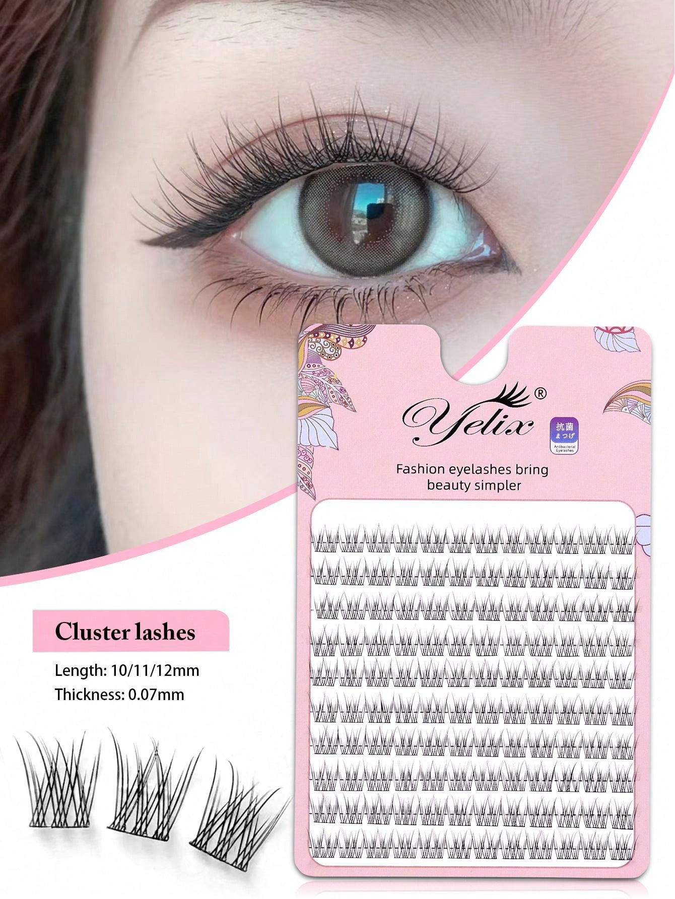 10 Rows 120 Clusters Double Fish Tail Eyelash Kit 12mm DIY Segmented ...