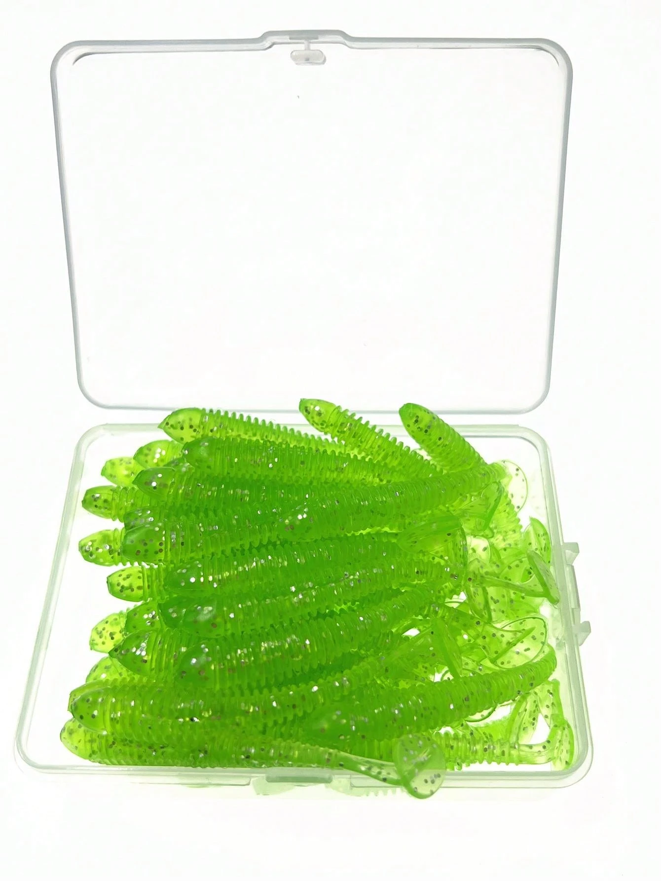1box/50pcs 6cm Long Green Fishing Soft Lure With T Tail And Small Screw ...