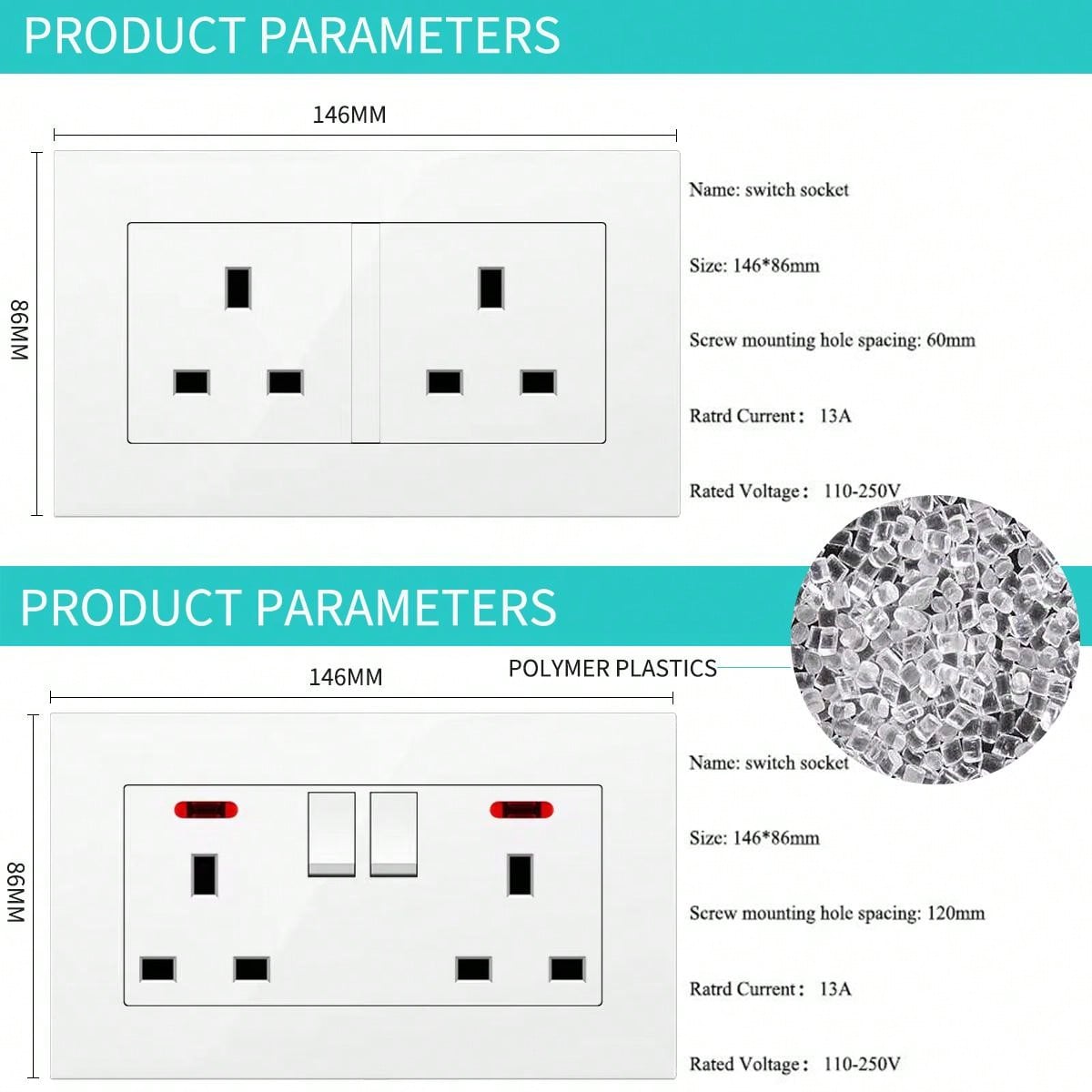 Dual 2-prong Outlets With Six Holes Wall Power Socket | SHEIN EUR