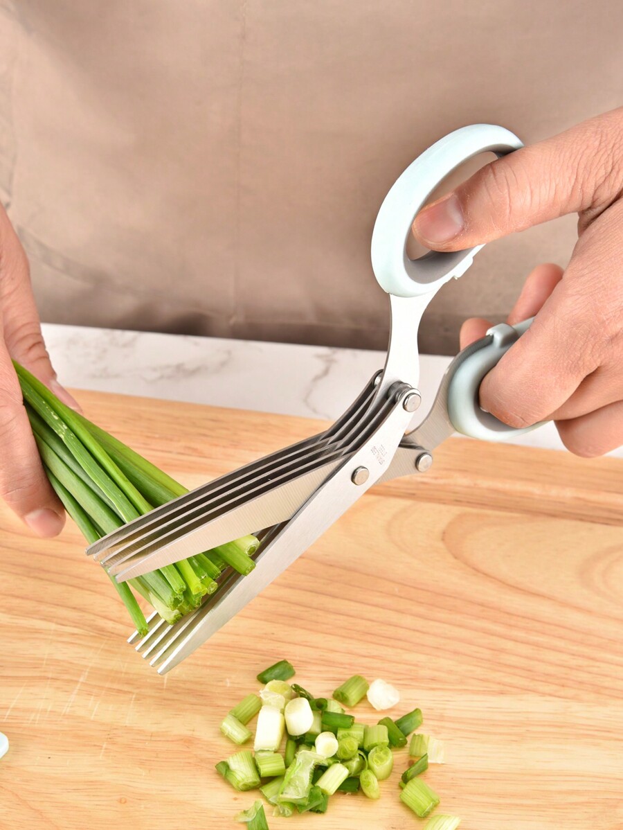 1pc Five-layers Herb Scissors With 5 Blades & Cover, Stainless Steel ...