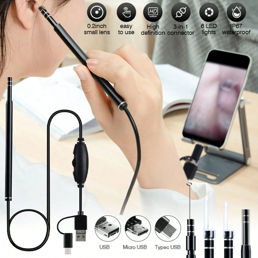 Personal Otoscope For Android Phone, Clear View Ear Camera With Ear Wax ...