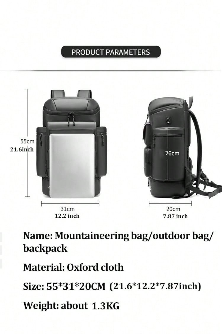 50l Large Capacity Men's Travel Backpack, Waterproof Outdoor Hiking ...