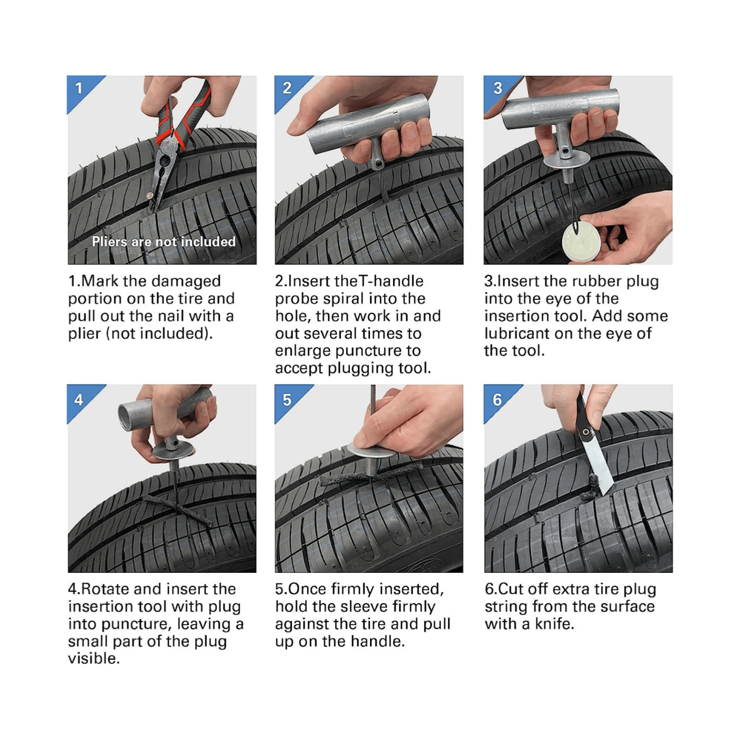 Universal Tire Repair Kit, 37-Piece Value Pack Heavy Duty Car Emergency ...