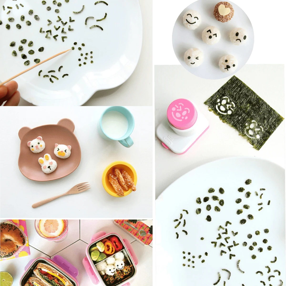 1pc, Seaweed Nori Punch Embossing Device Cutter, Smile Wink Face Rice ...