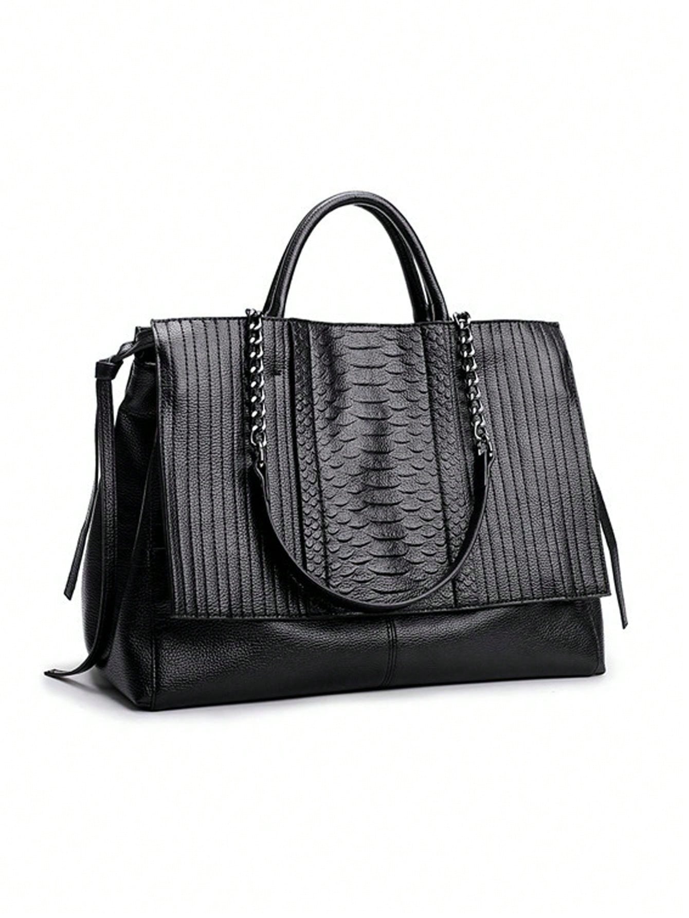 Elegant Tote Bag With Zipper, Women's Trendy Handbag, Vintage Leather ...