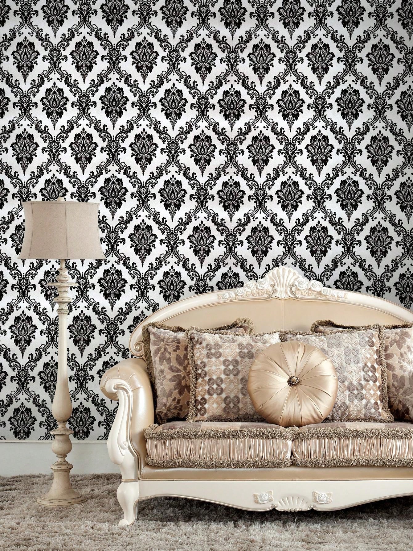 1 rollo Papel mural voluta patrón | Moda de Mujer | SHEIN México