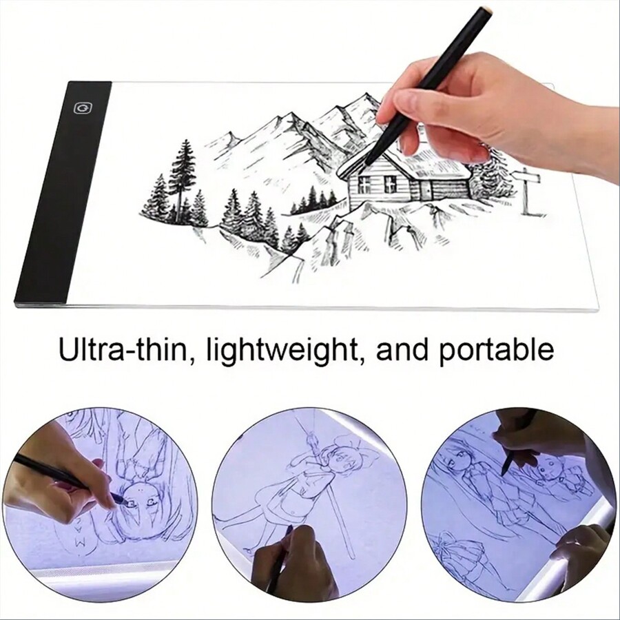 Portable A4 LED Copy Board Light Tracing Box, Ultra-Thin Adjustable USB Power Artcraft LED Trace ...