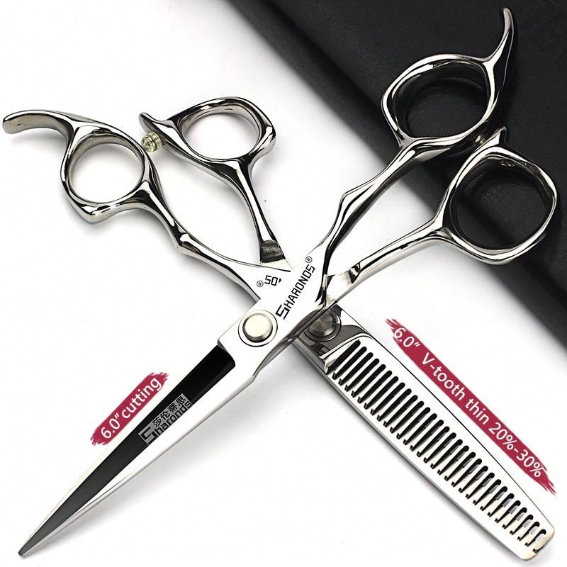 6 Inch Flat Scissors + V-toothed Scissors Set For Hairdressing Tool ...