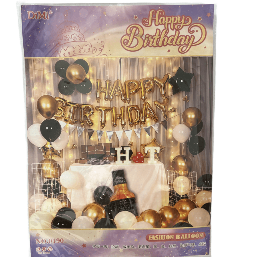 Happy Birthday Party Scene Decoration Kit Including Backdrop And ...