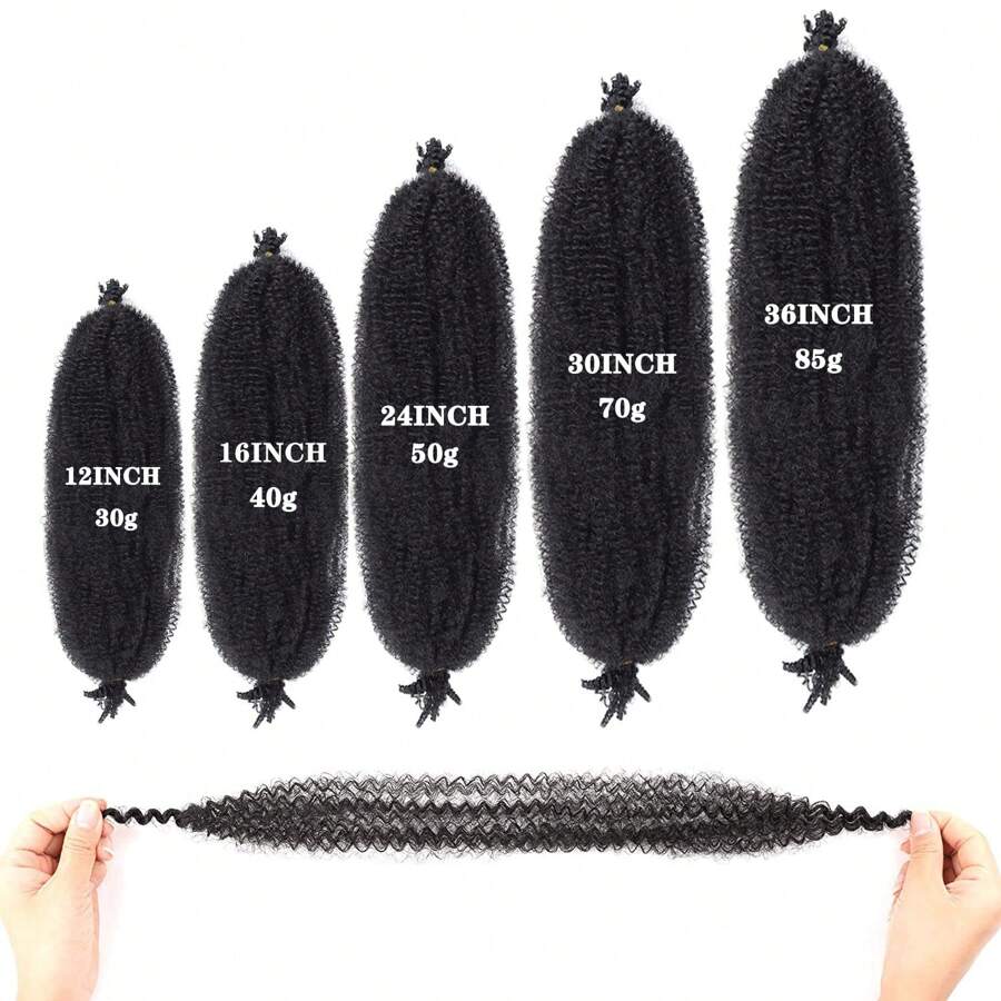 24 Inch Afro Twist Synthetic Crochet Braids Hair,1 Pack Black Springy ...
