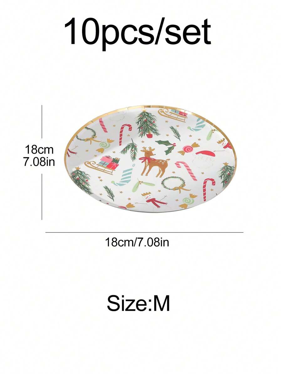 Christmas Themed Disposable Gold-foil 7 Inch And 9 Inch Party Dinner ...