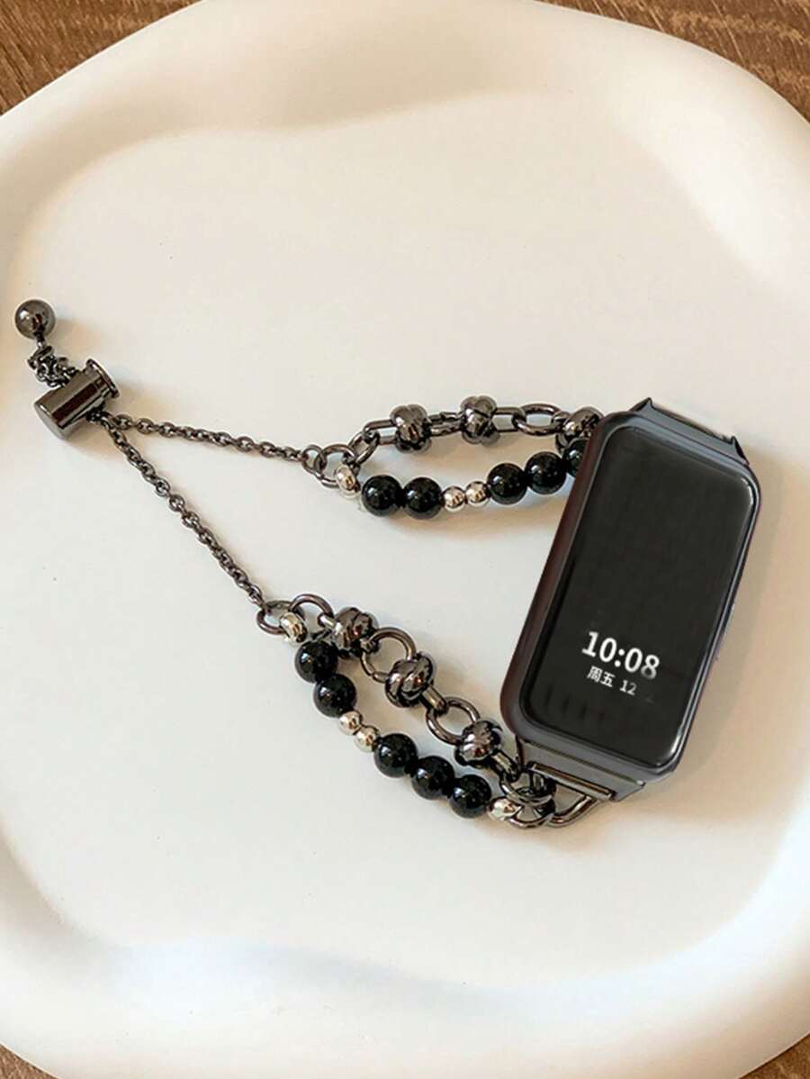 1pc Pearl Chain Bracelet Strap Stainless Steel Band For Huawei ...