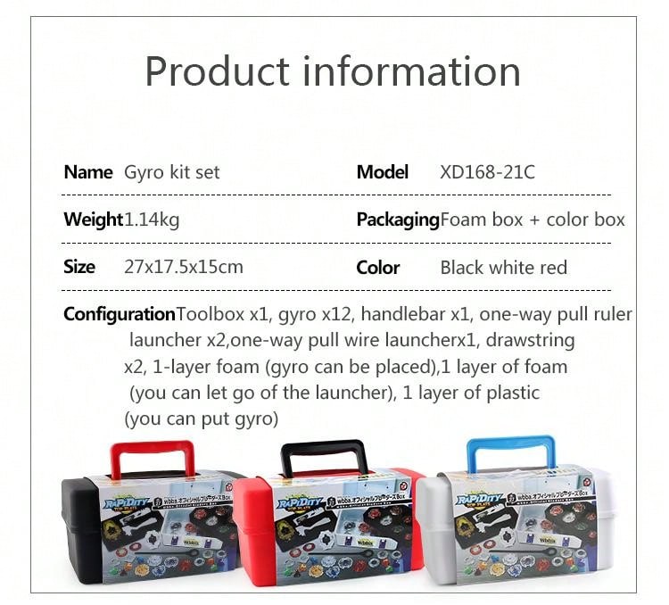 A Set Of Kids' Gyro Tool Box Sports Arena Storage Kit With 12 Burst ...