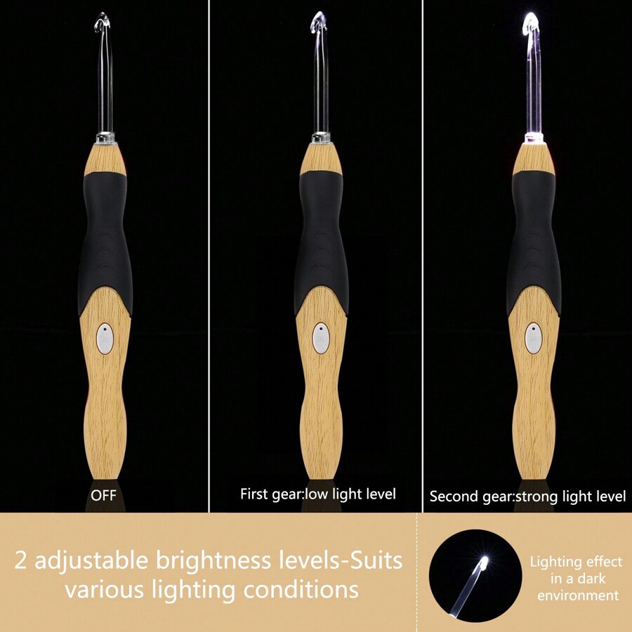 11 Sizes Lighted Crochet Hooks Set Rechargeable Light Up Crochet Hooks ...