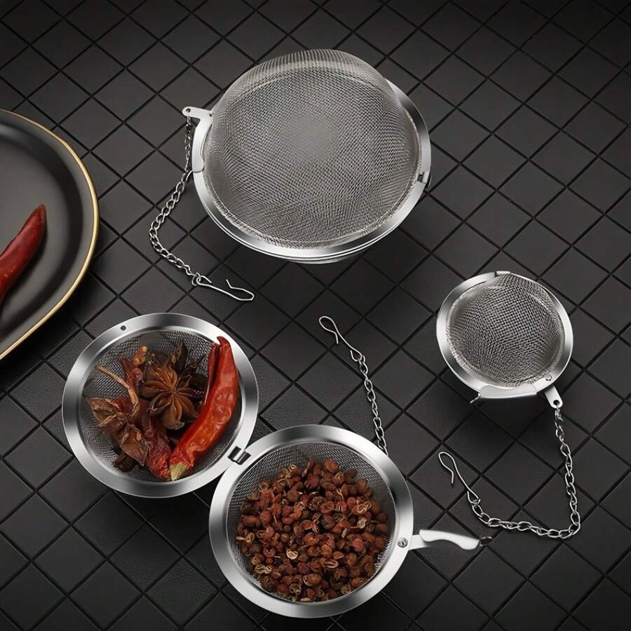3pcs/Pack Stainless Steel Seasoning Filter With Link Buckle, Practical ...