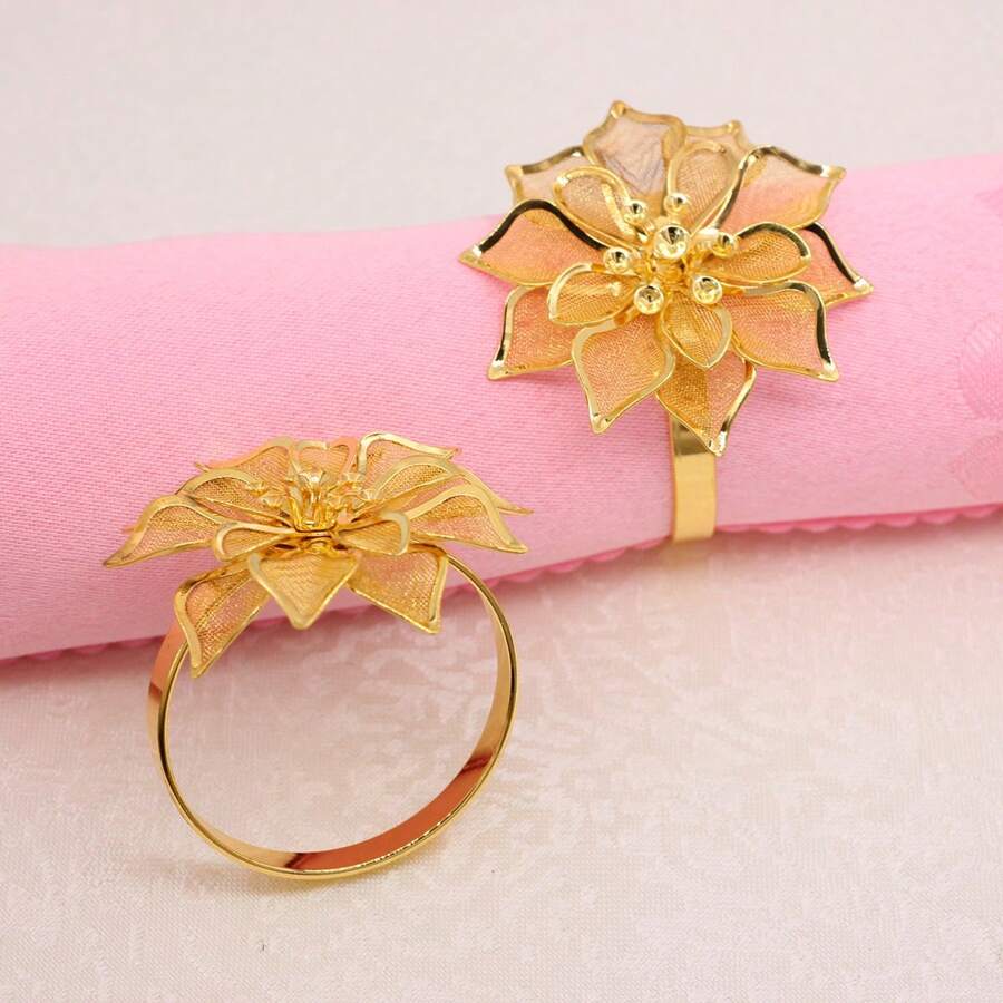 6 piezas dorado en forma de rosa Servilleteros , adecuado para hotel ...