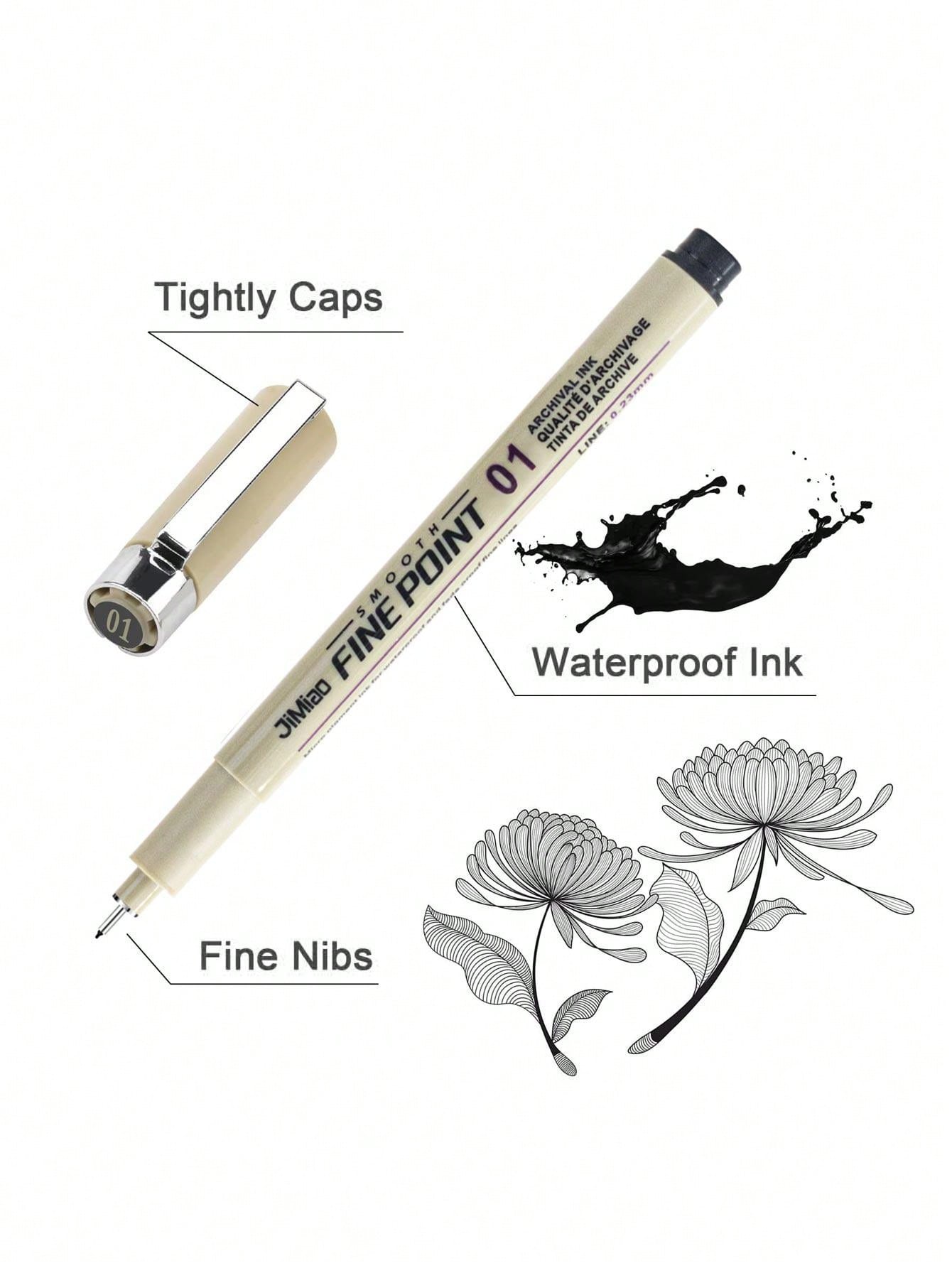 12pcs Fineliner Ink Pens, Black Micro Fine Point Drawing Pens ...