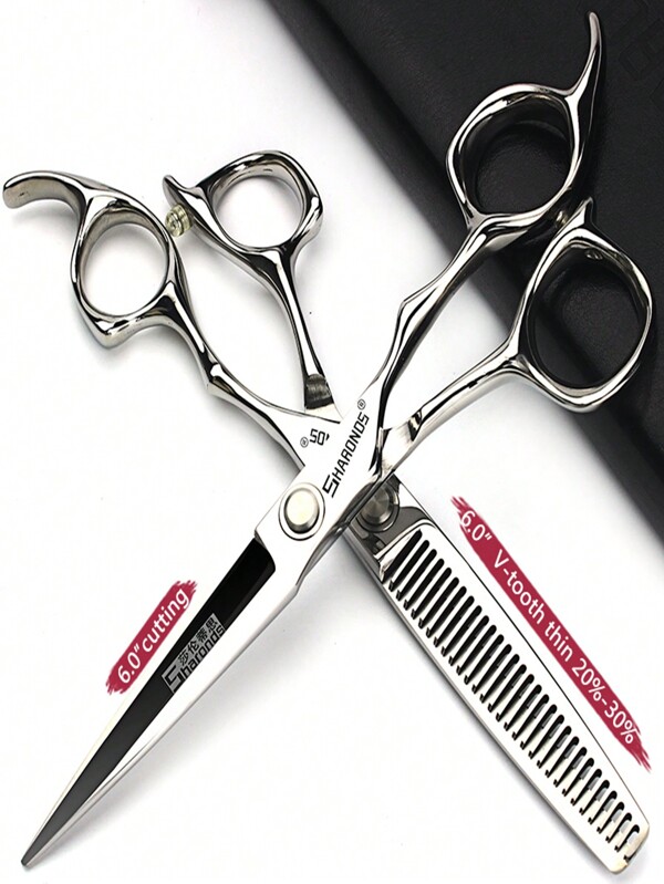 6 Inch Flat Scissors + V-toothed Scissors Set For Hairdressing Tool ...