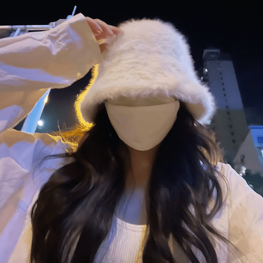 White Rabbit Fur Fisherman Hat For Women, Autumn And Winter, Plush ...