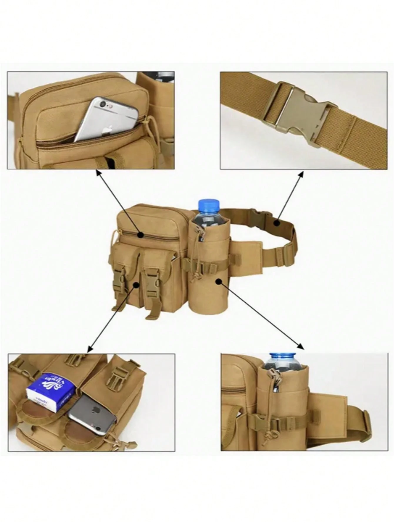 Men's Multifunctional Waterproof Waist Bag With Water Bottle Holder ...