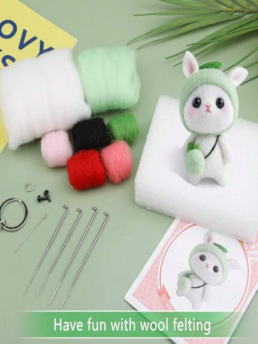 1set Cartoon Animal Felt DIY Craft, Cute Felt Poked Kitting Tool Kit ...