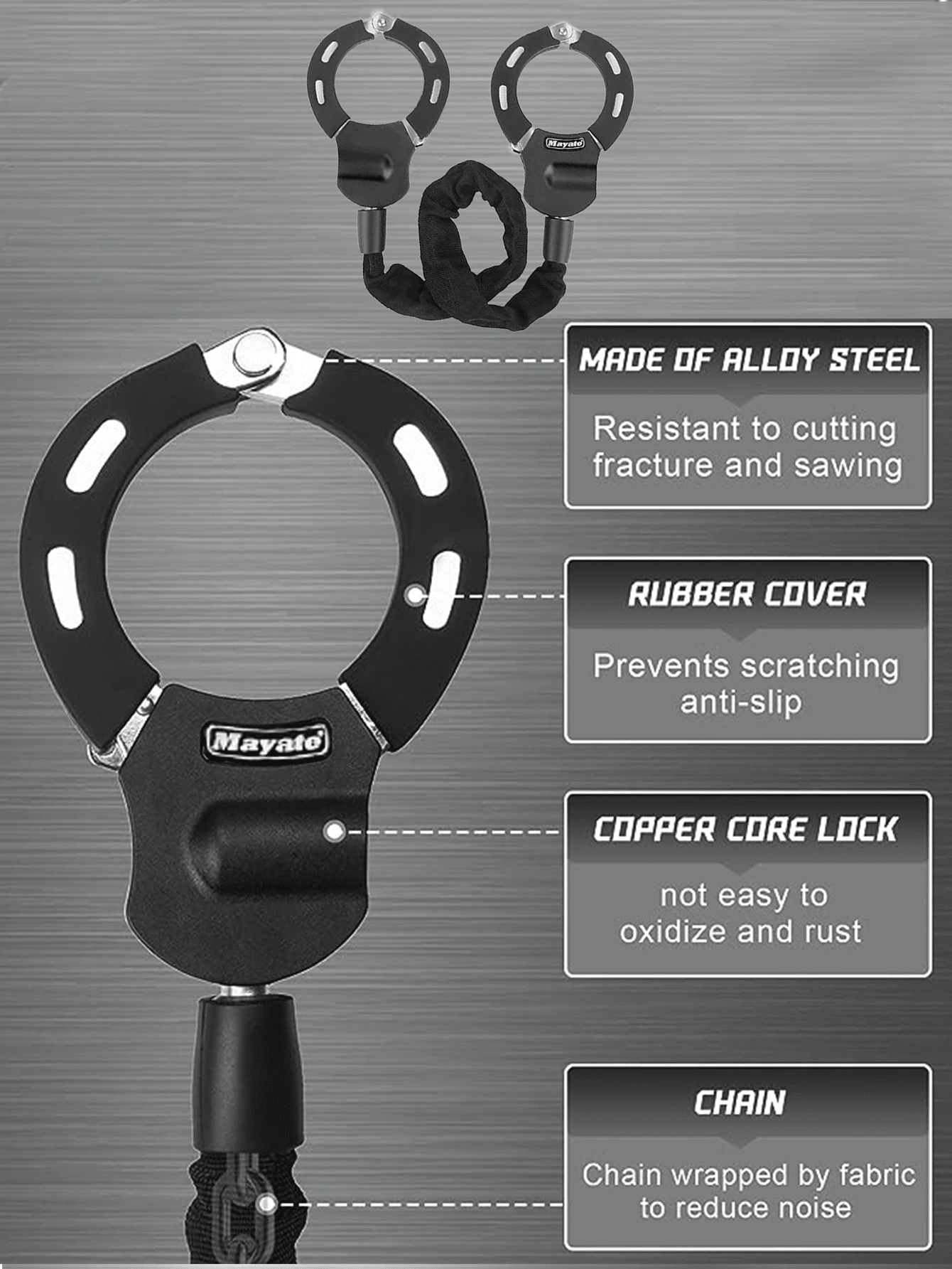 1pc Bicycle Scooter Handcuff Lock, Black Alloy Steel Material Anti ...