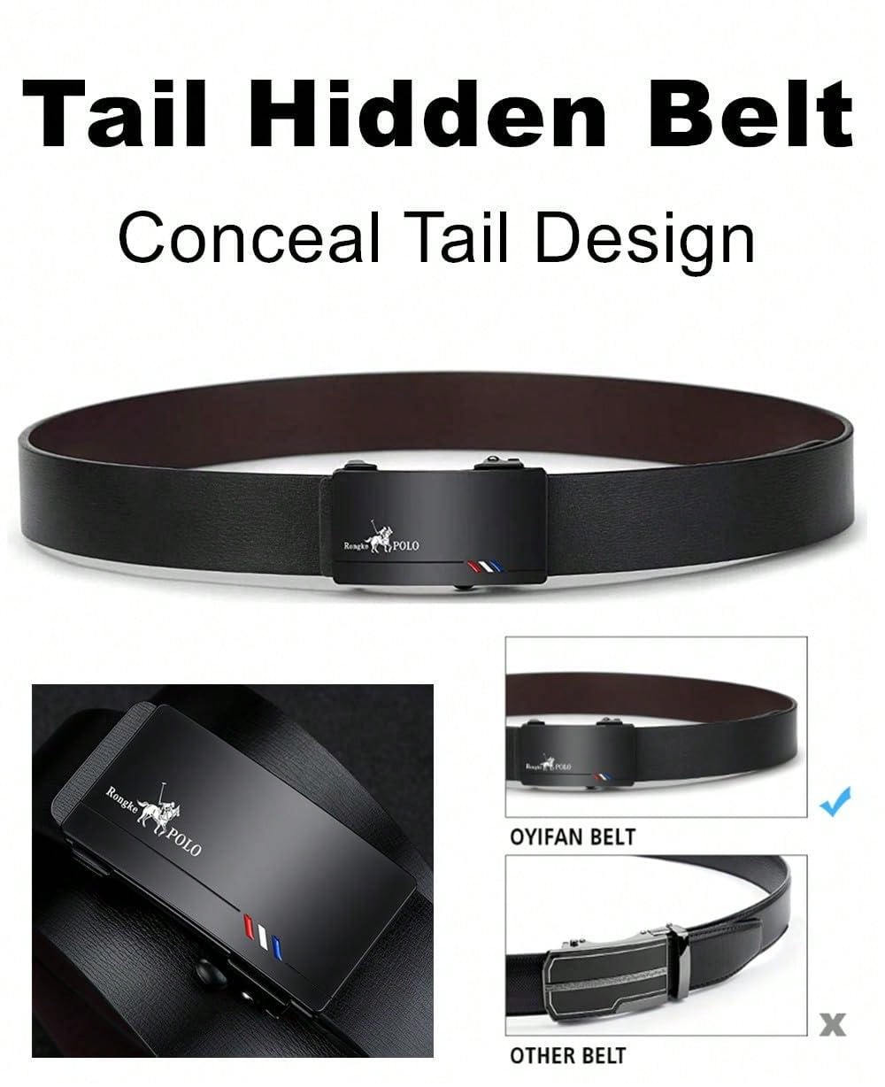 Men'S Ratchet Genuine Leather Formal Belt, Black Belt Suitable For ...