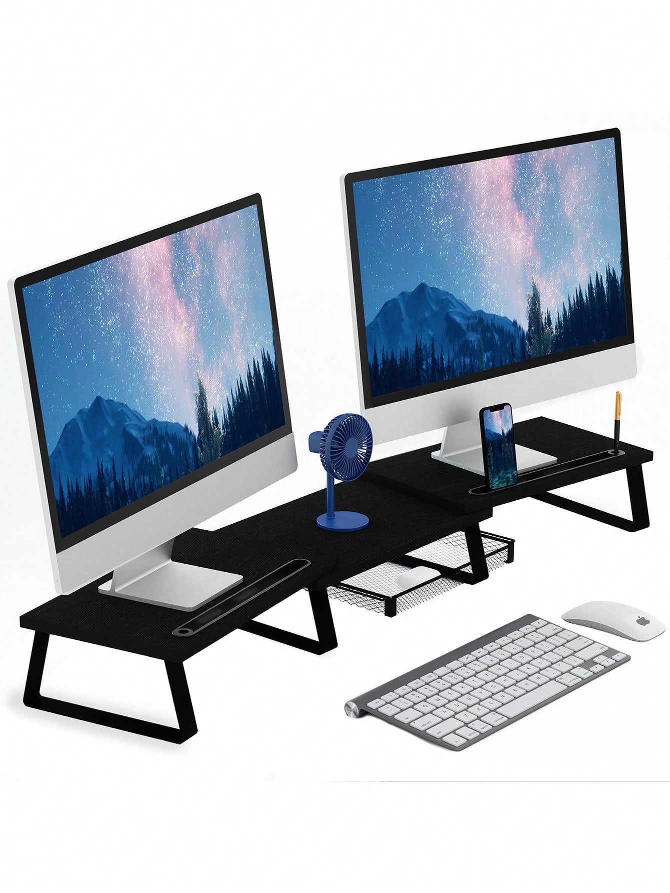Wooden Monitor Stand Shelf for Desk - Computer Monitor Riser with ...