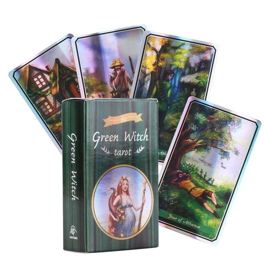 Holographic Green Witch Cards Fate Divination Deck Oracle Card Fortune ...