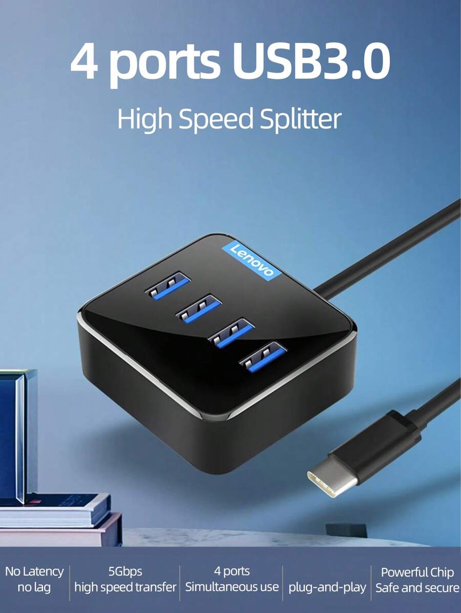 Lenovo USB-C Hub (4-in-1) 4 USB-A Data Ports, USB C Hub Multiport Adapter | SHEIN EUR