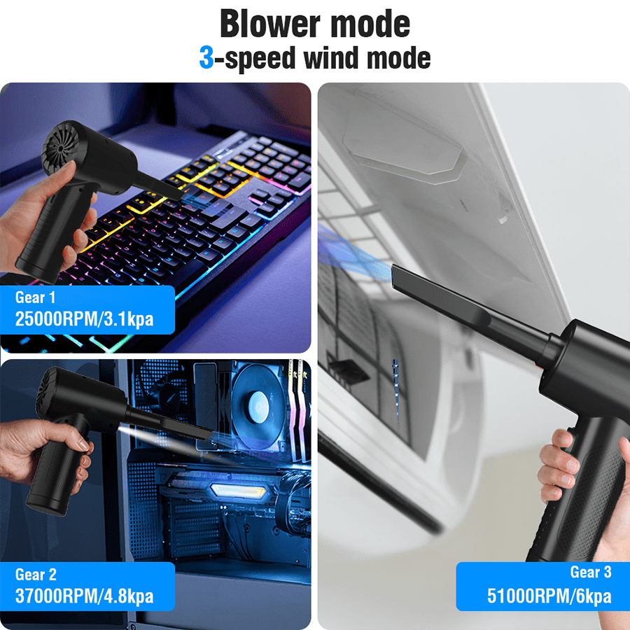 Compressed Air Duster & Vacuum 2 in 1,for PC Dust Removal, Air ...