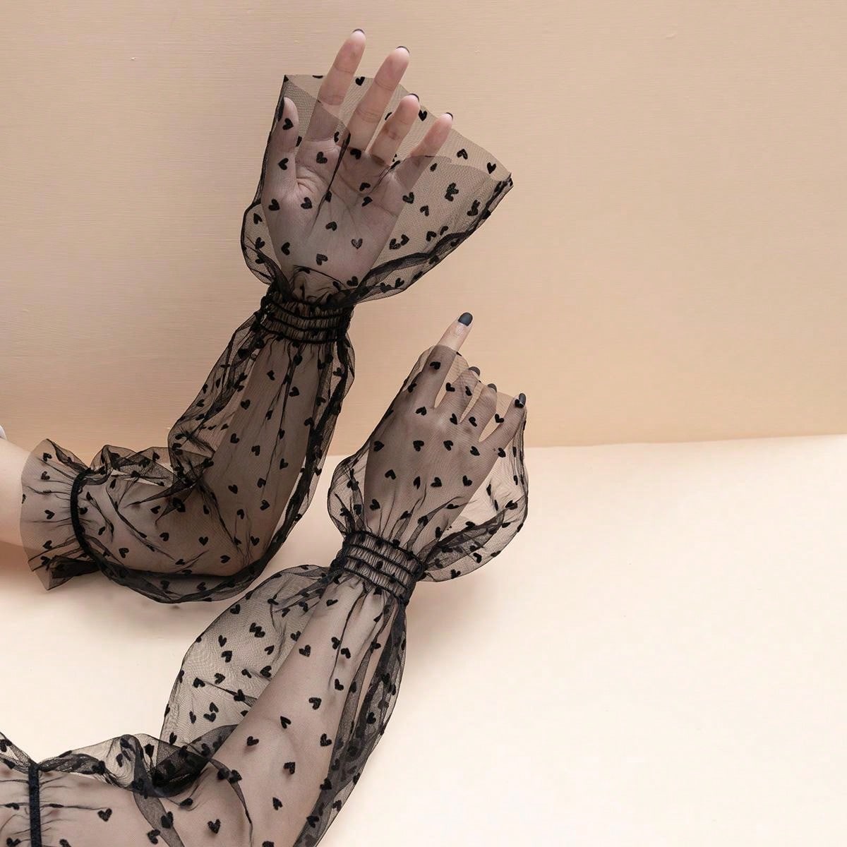 1pc Heart Pattern Flounce Cuff Arm Sleeves Evening Party Accessories ...