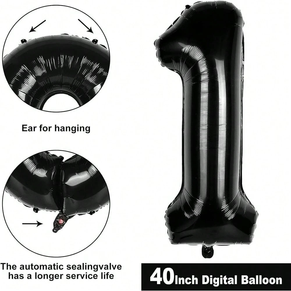 40-Inch Black Aluminum Foil Polyester Film Balloon | 18th Birthday ...
