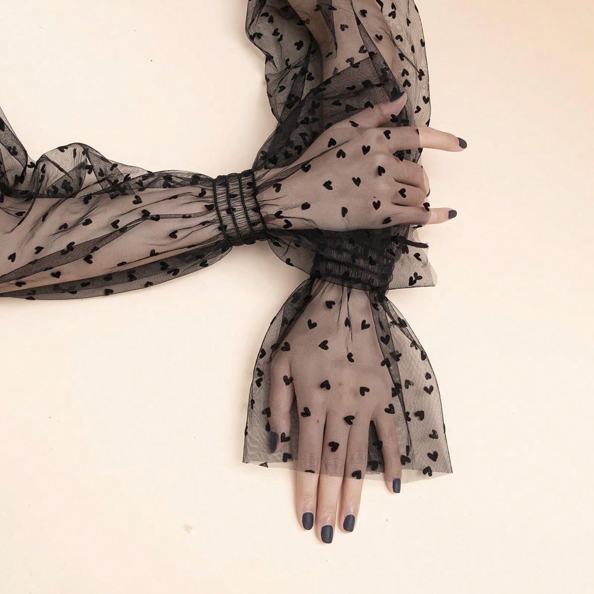 1pc Heart Pattern Flounce Cuff Arm Sleeves Evening Party Accessories ...