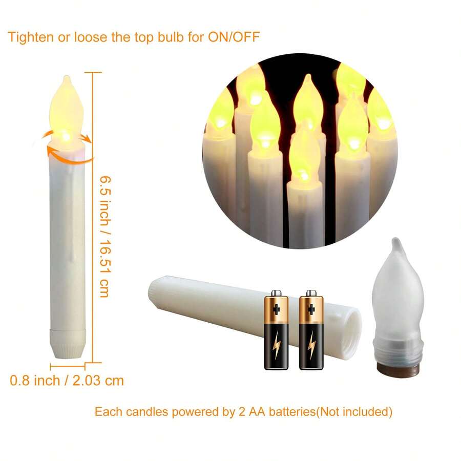 12Pcs Batteries Operated Taper Candles with Remote, Warm White ...