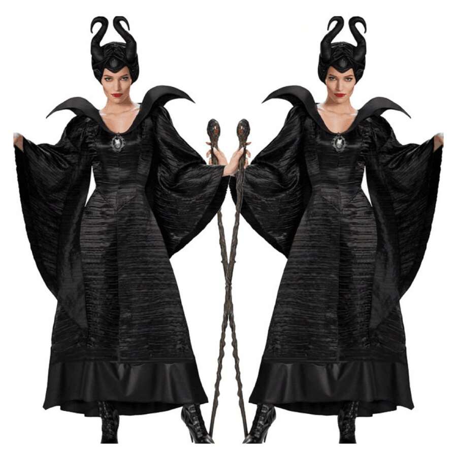 Party Role-Play Sleeping Curse Dark Witch Devil Queen Costume For Stage ...