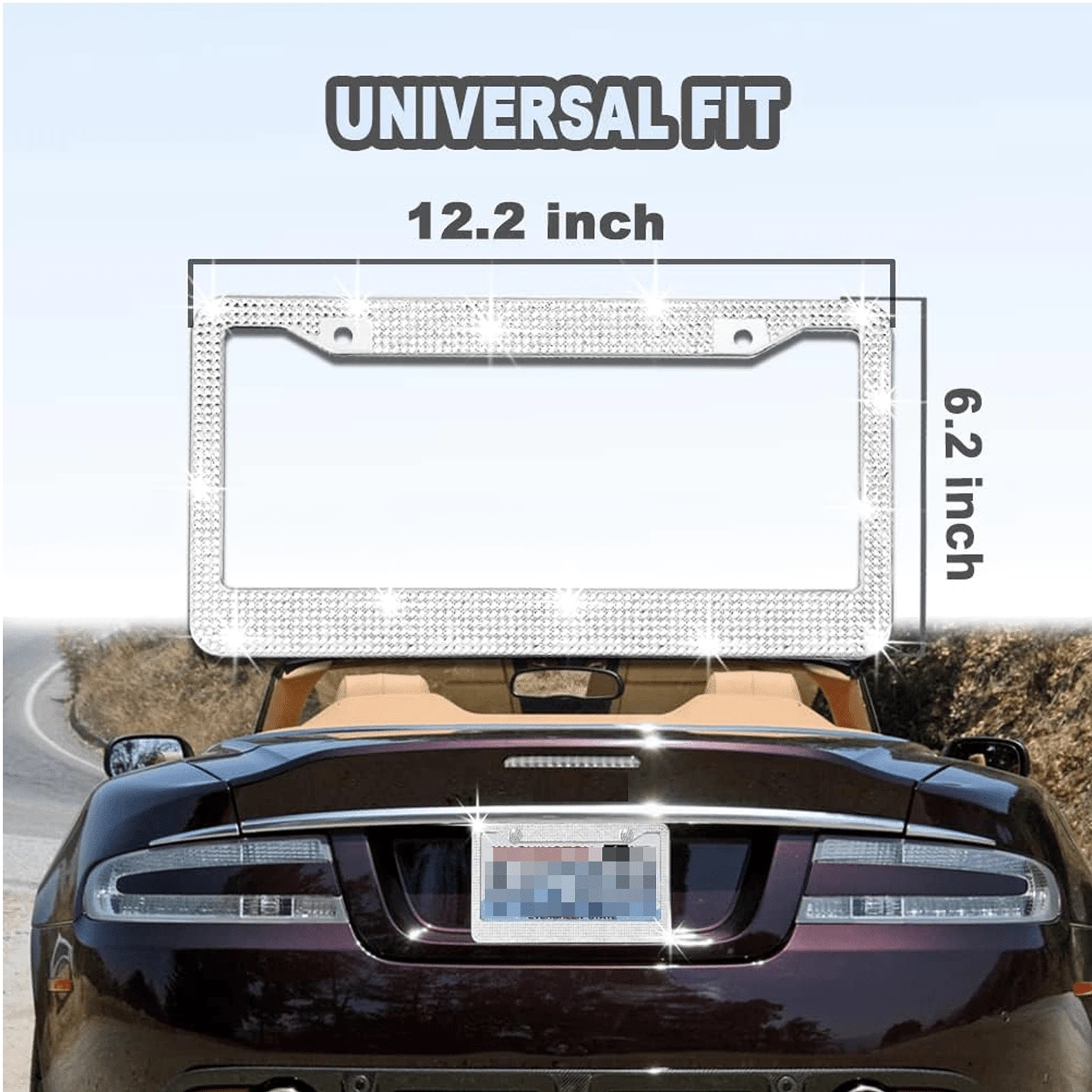 Bling Diamond Registration Plate Frames 2 Packs- AIRXWILLS Rhinestone ...