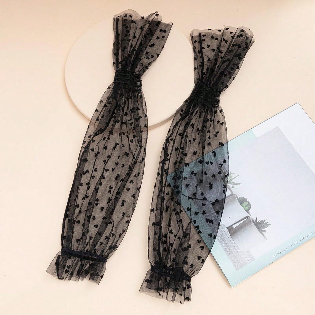 1pc Heart Pattern Flounce Cuff Arm Sleeves Evening Party Accessories ...