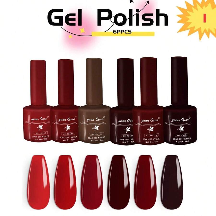 Set 6 Esmaltes Uñas Gel Polish Geles Colores Semipermanente | Moda de ...