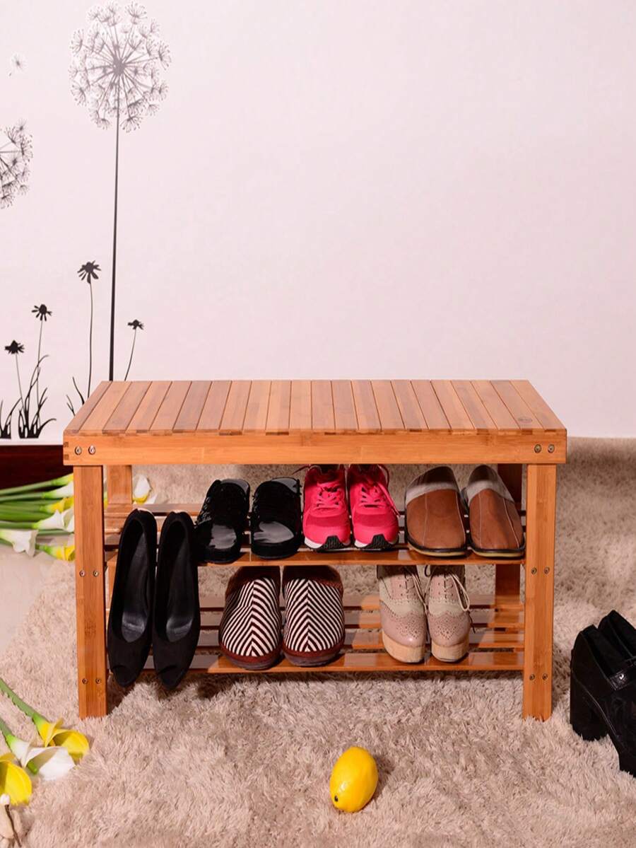 Shoe Rack,3-Tier Wooden Stackable Shoe Shelf Storage Organizer,Shoe ...