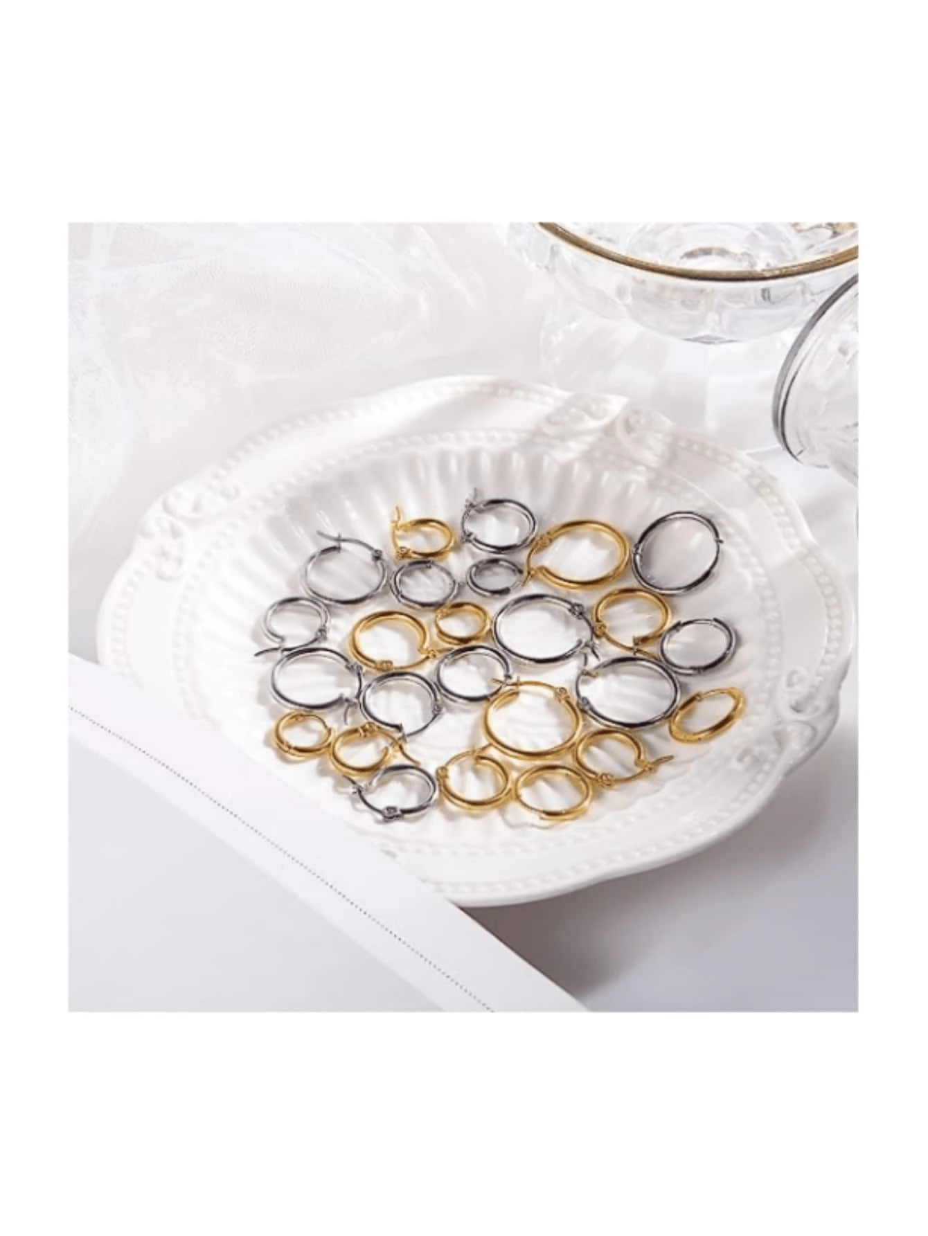 20pcs Silver & Gold Tone Circular Hoop Earrings, 10pairs/set Small Hoop ...