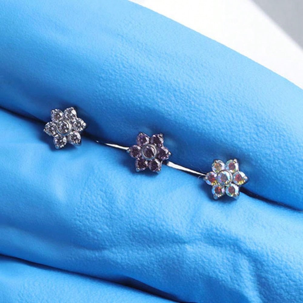 1pc 16g G23 Titanium Lip Piercing With Flower Design, Internal Thread ...