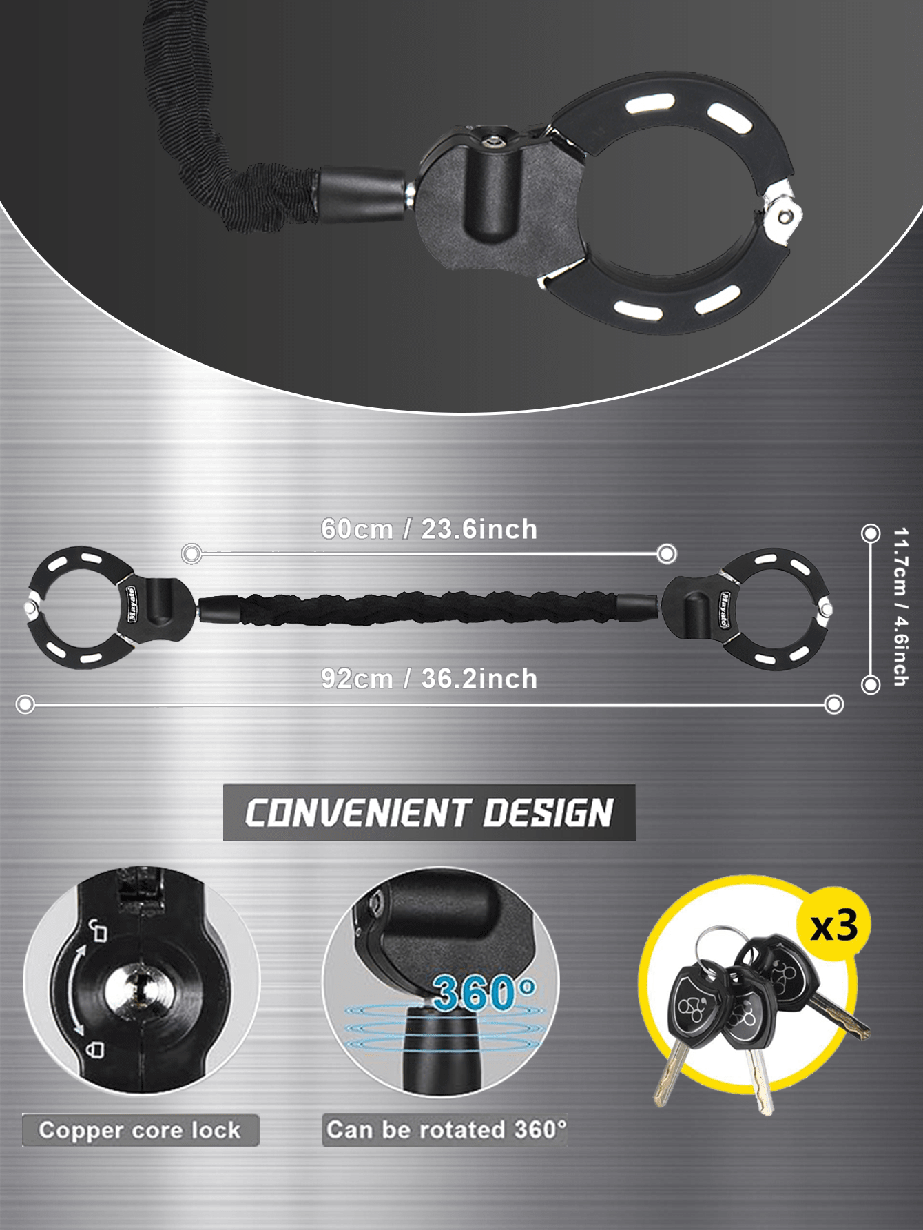 1pc Bicycle Scooter Handcuff Lock, Black Alloy Steel Material Anti ...