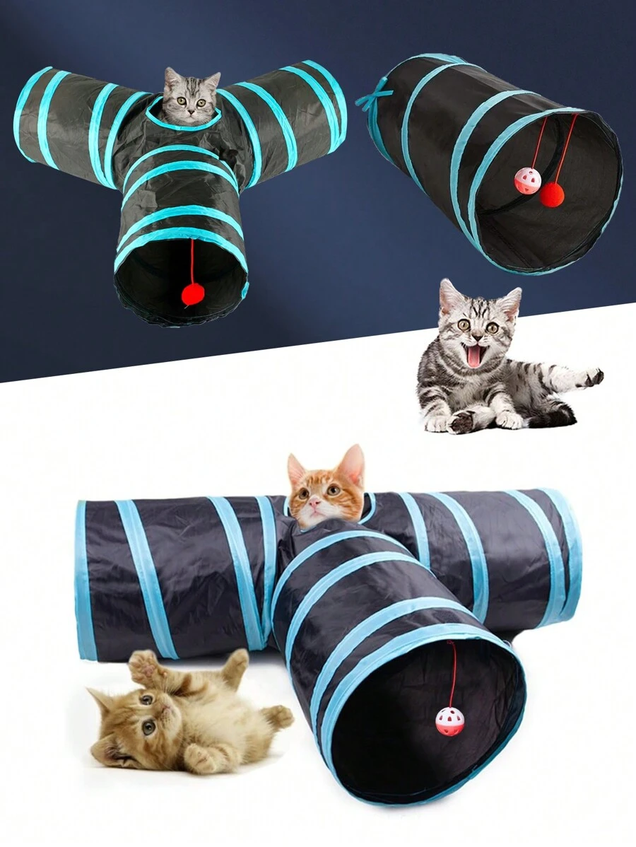 1pc Cat Play Tunnel With Scratcher Paper, Straight/t/y Shape With ...