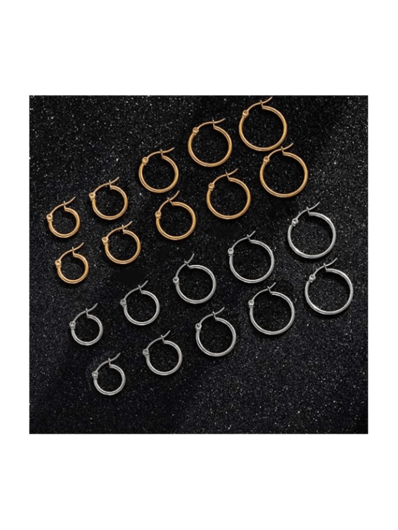 20pcs Silver & Gold Tone Circular Hoop Earrings, 10pairs/set Small Hoop ...