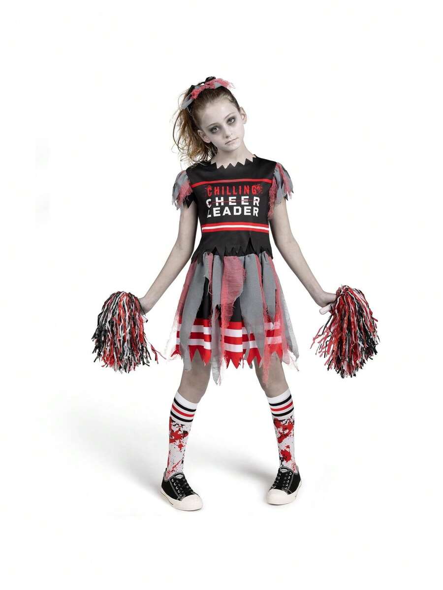 Tween Girl Spooktacular Creations Cheerleader Costume , Black And Red ...